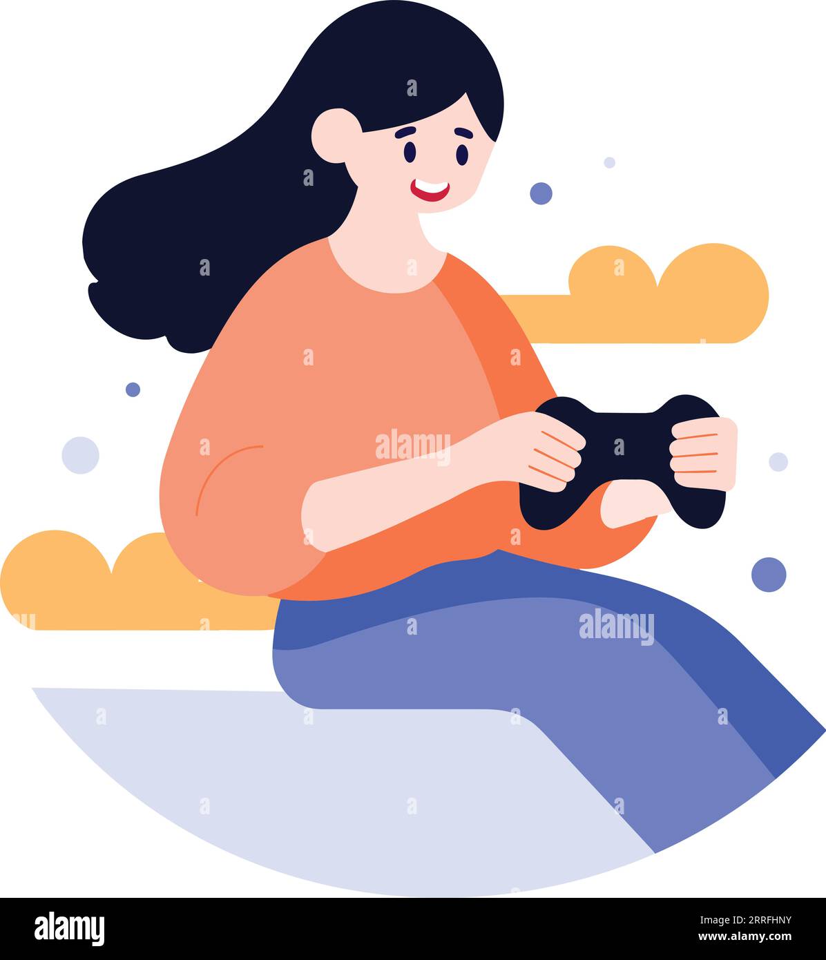 Hand Drawn child character playing game in flat style isolated on ...