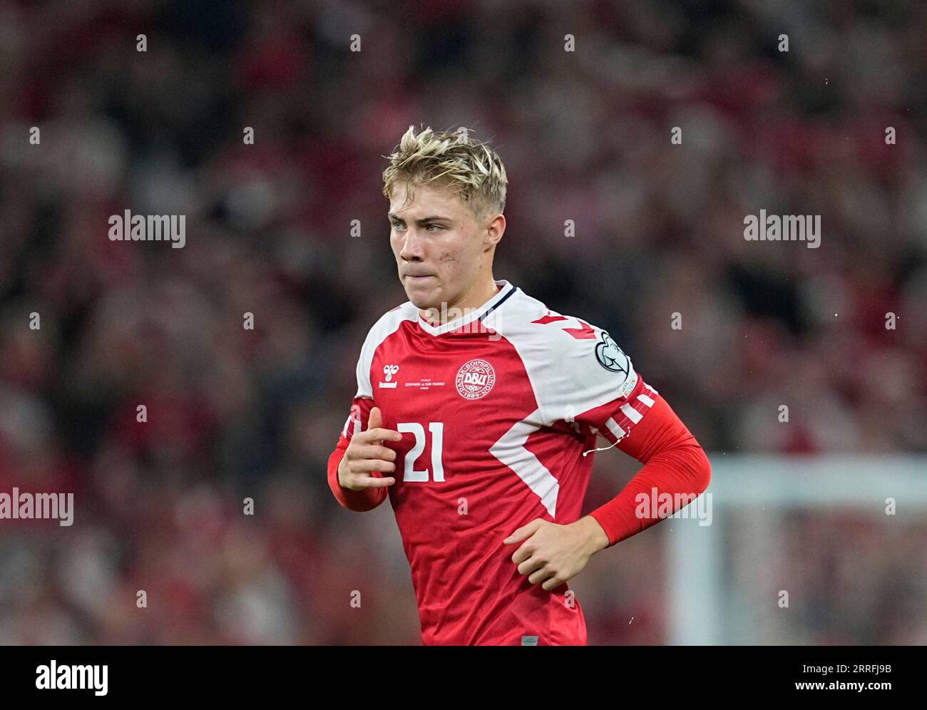 September 07 2023: Rasmus HÃ¸jlund (Denmark) looks on during a Group H EURO 2024 Qualification ...