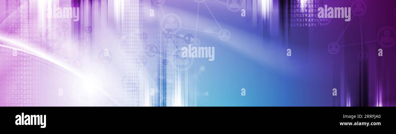Blue and purple hi-tech futuristic communication banner design. Glossy ...