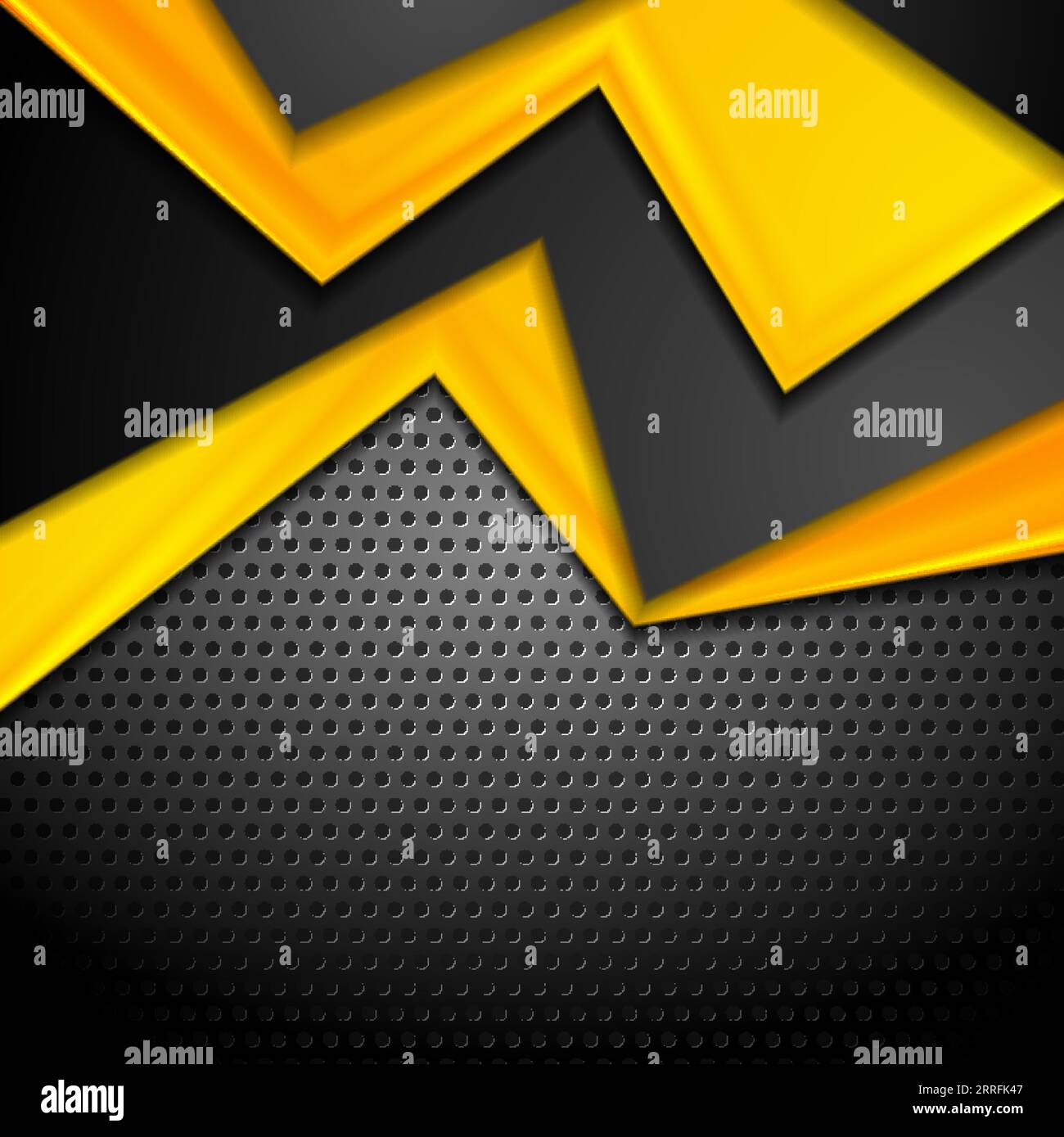Contrast yellow and black tech design on dark perforated background ...