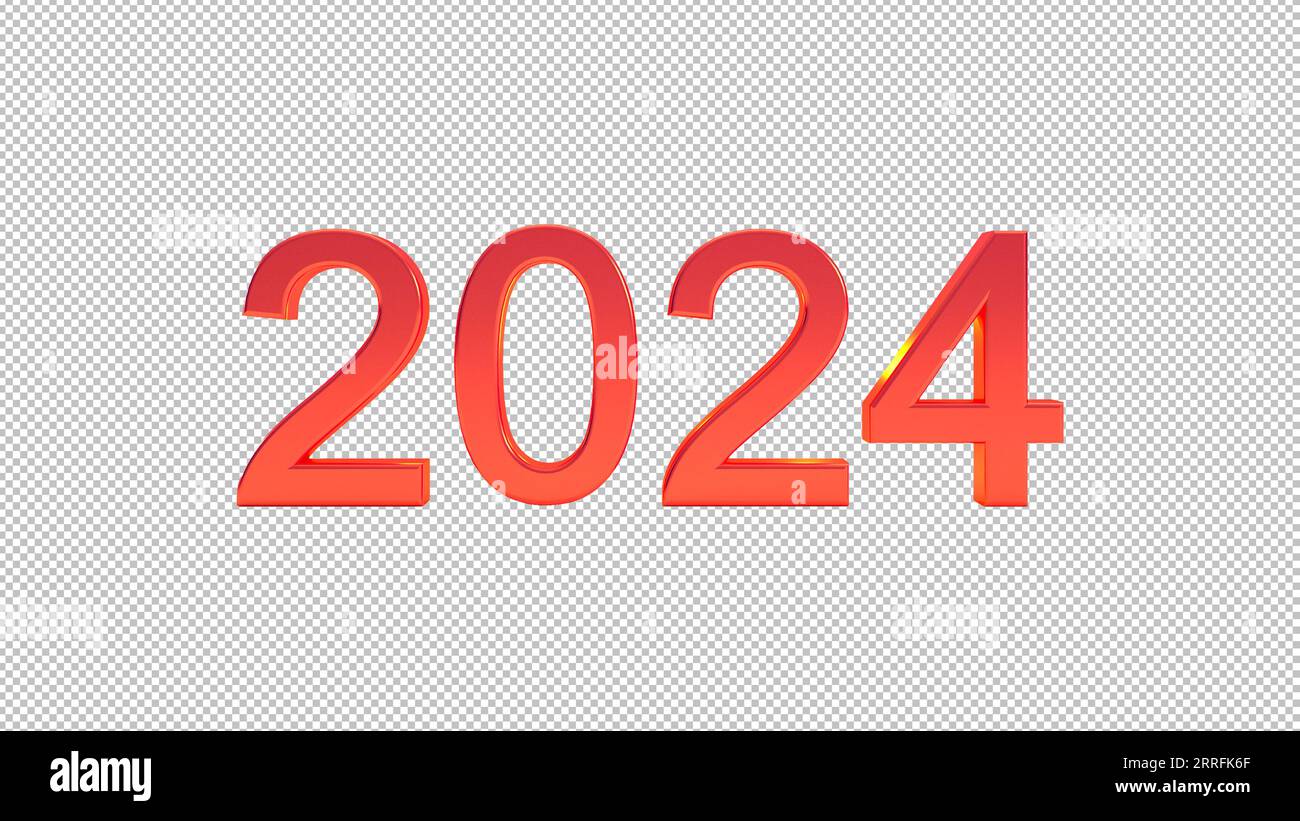 2024 3d text isolated on png background, happy new year backdrop ...
