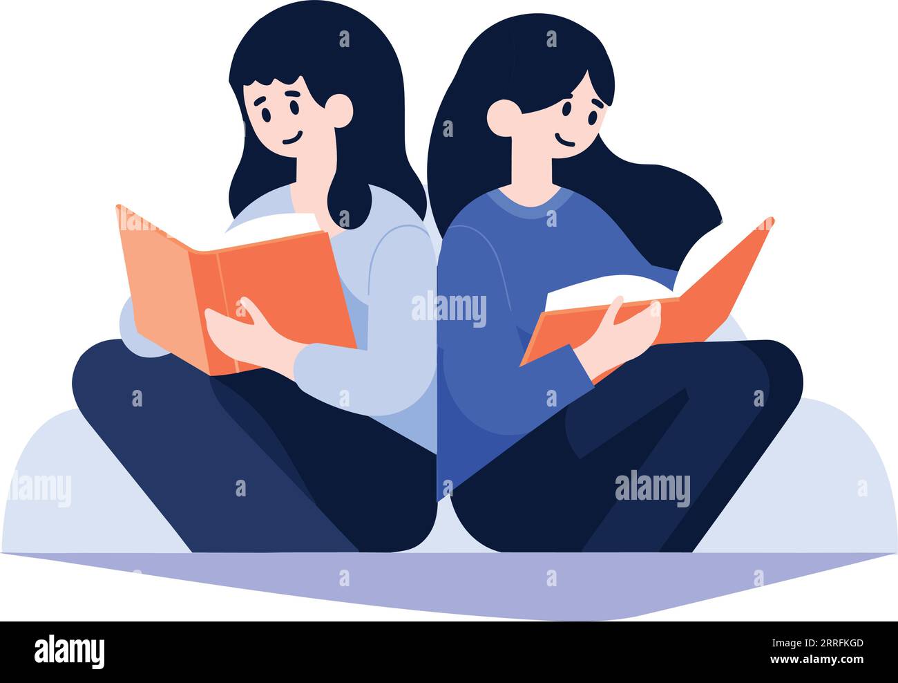 Hand Drawn Child character reading a book in flat style isolated on ...