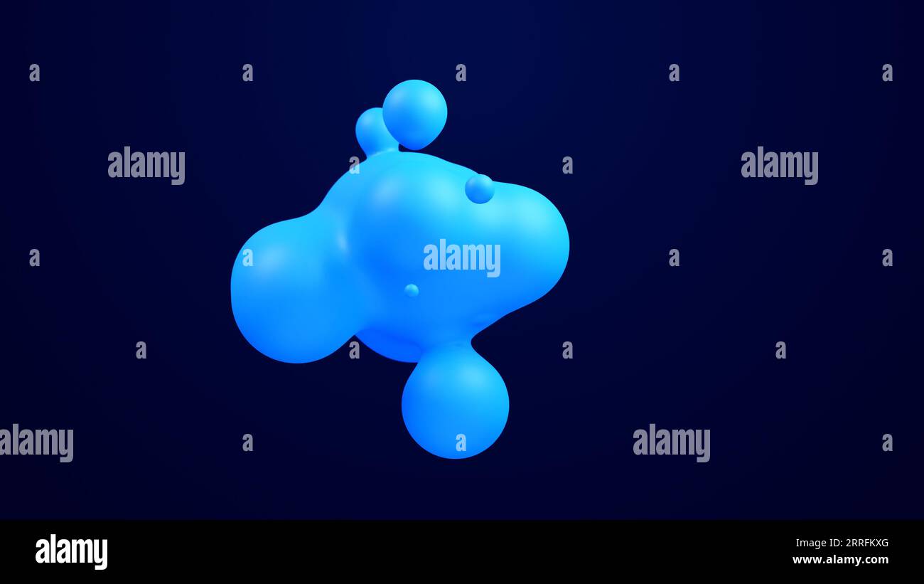 Metaverse 3d abstract background with droplets blue metaball molten wax ...