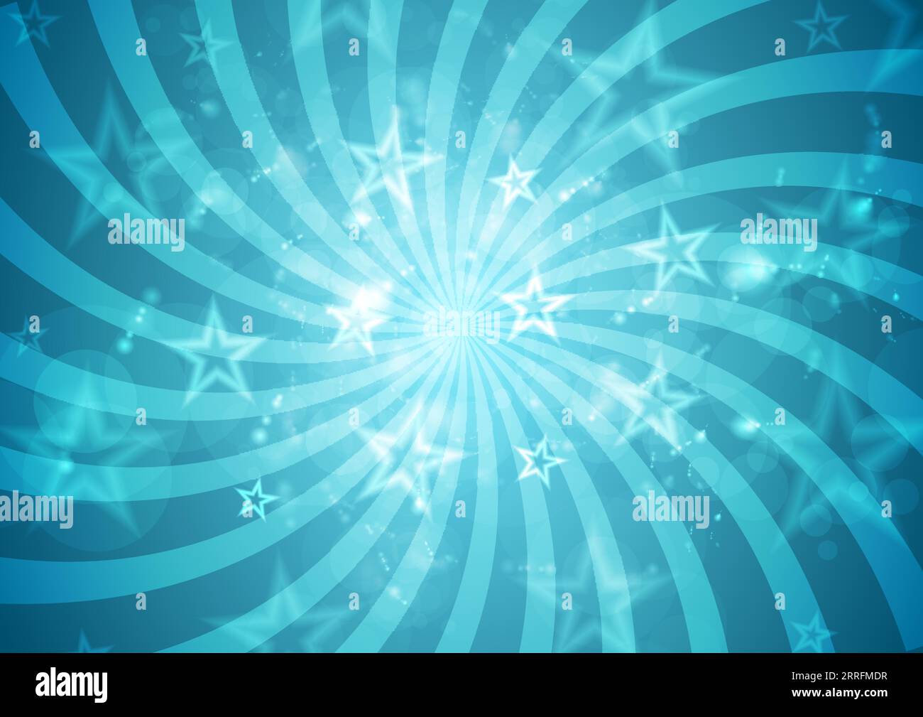 Abstract bright blue graphic design with beams and stars. Retro 80s ...