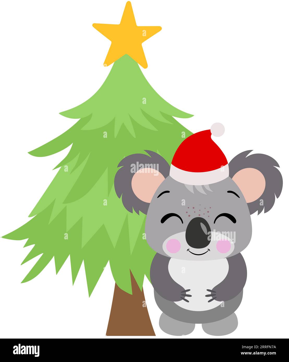 Holiday koala with Christmas tree Stock Photo - Alamy