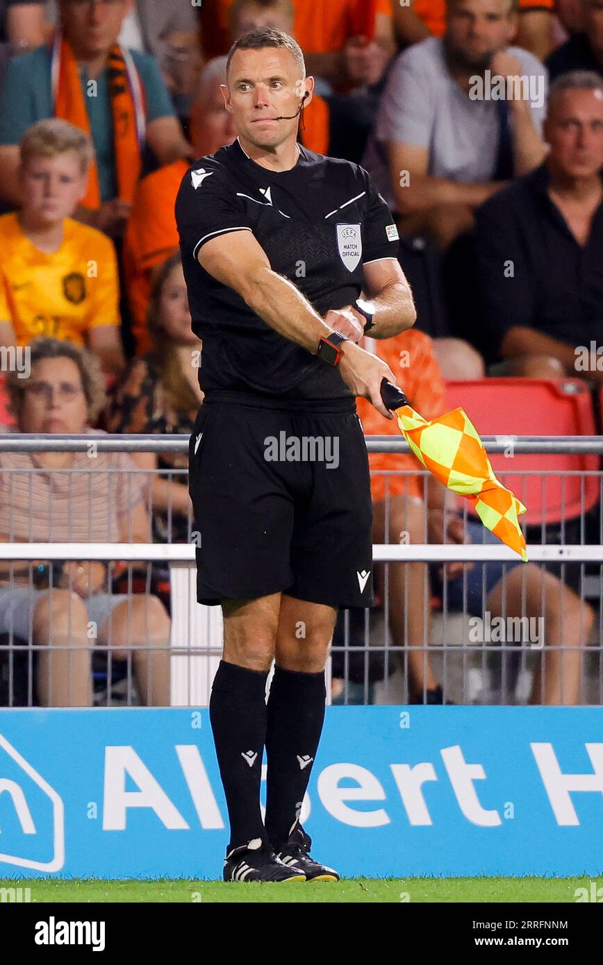 EINDHOVEN, NETHERLANDS - SEPTEMBER 7: assistant referee Stuart Burt ...