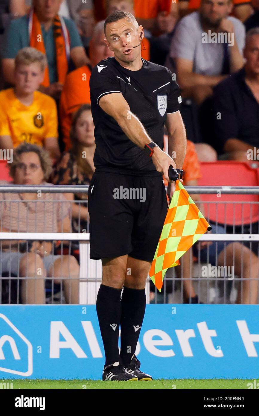 EINDHOVEN, NETHERLANDS - SEPTEMBER 7: assistant referee Stuart Burt ...