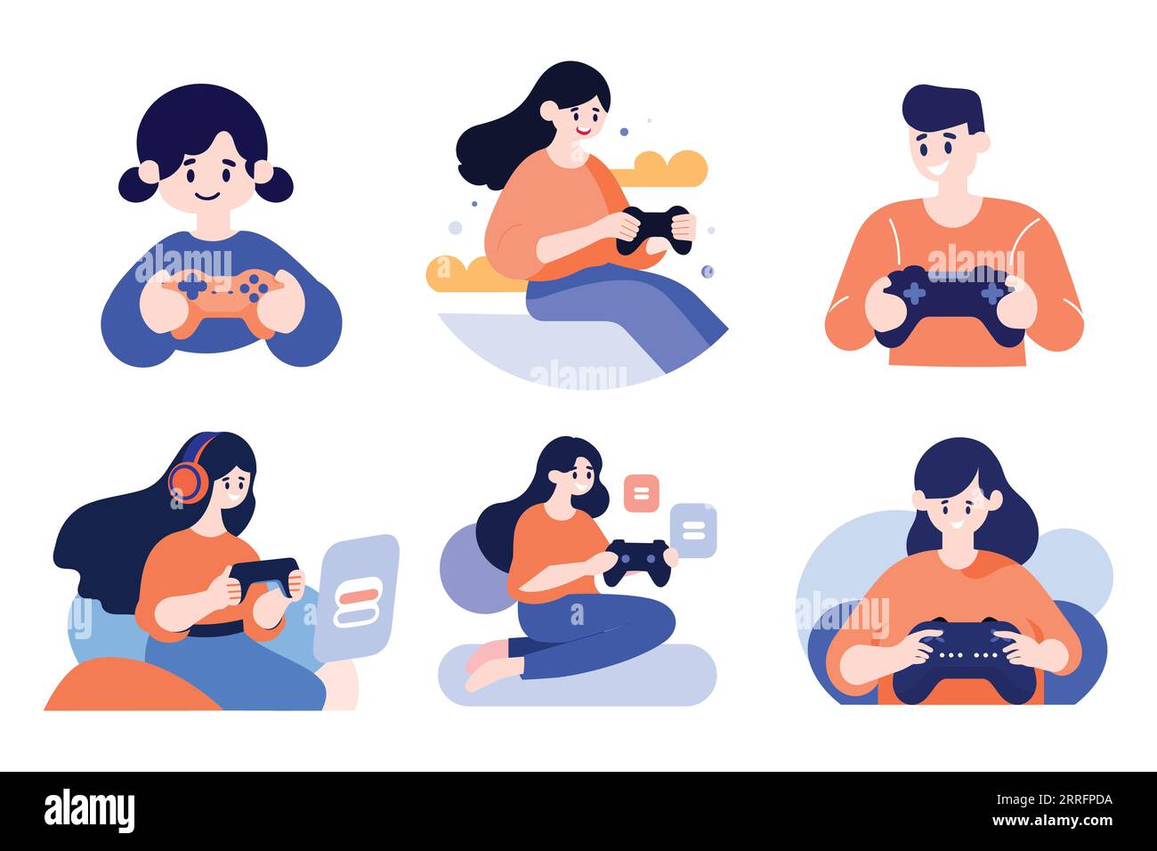 Hand Drawn child character playing game in flat style isolated on ...