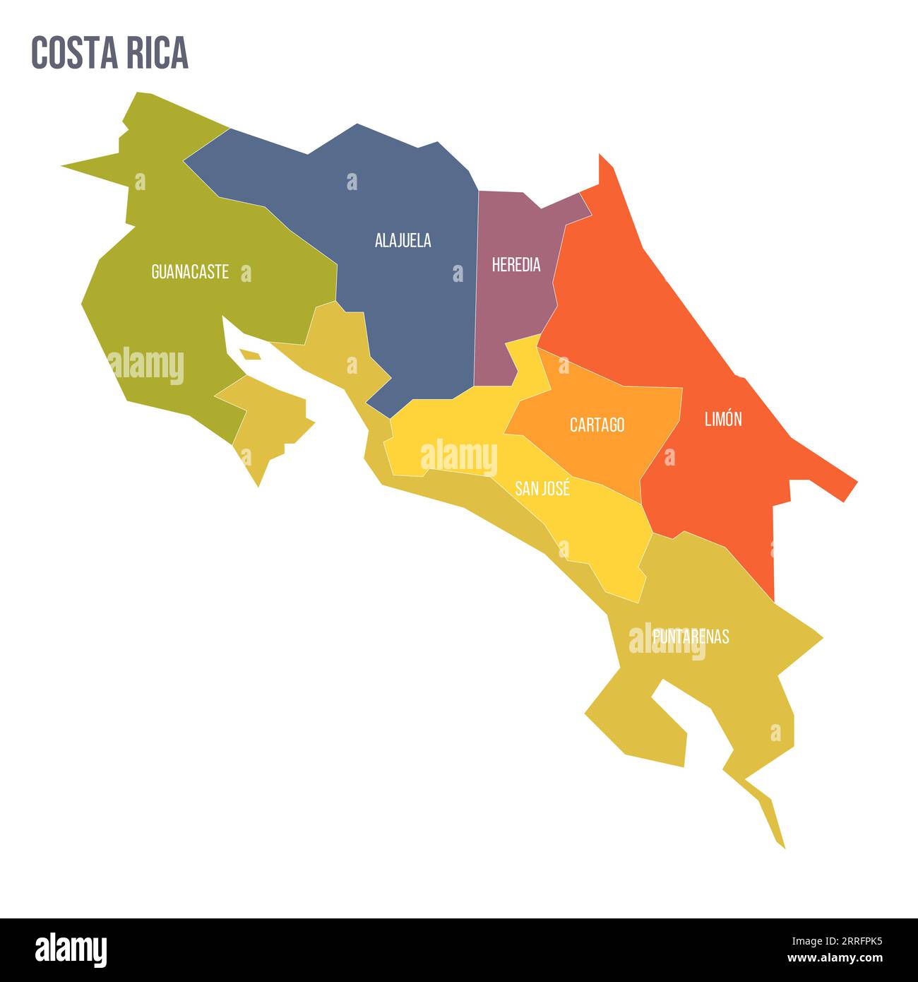 Costa Rica political map of administrative divisions - provinces ...