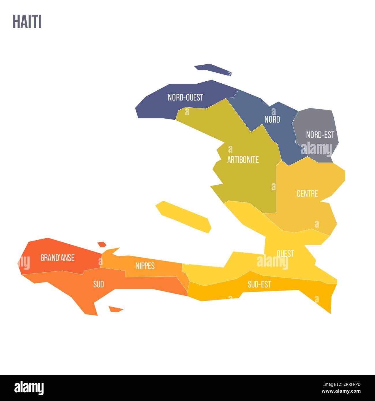 Haiti political map of administrative divisions - departments. Colorful spectrum political map ...