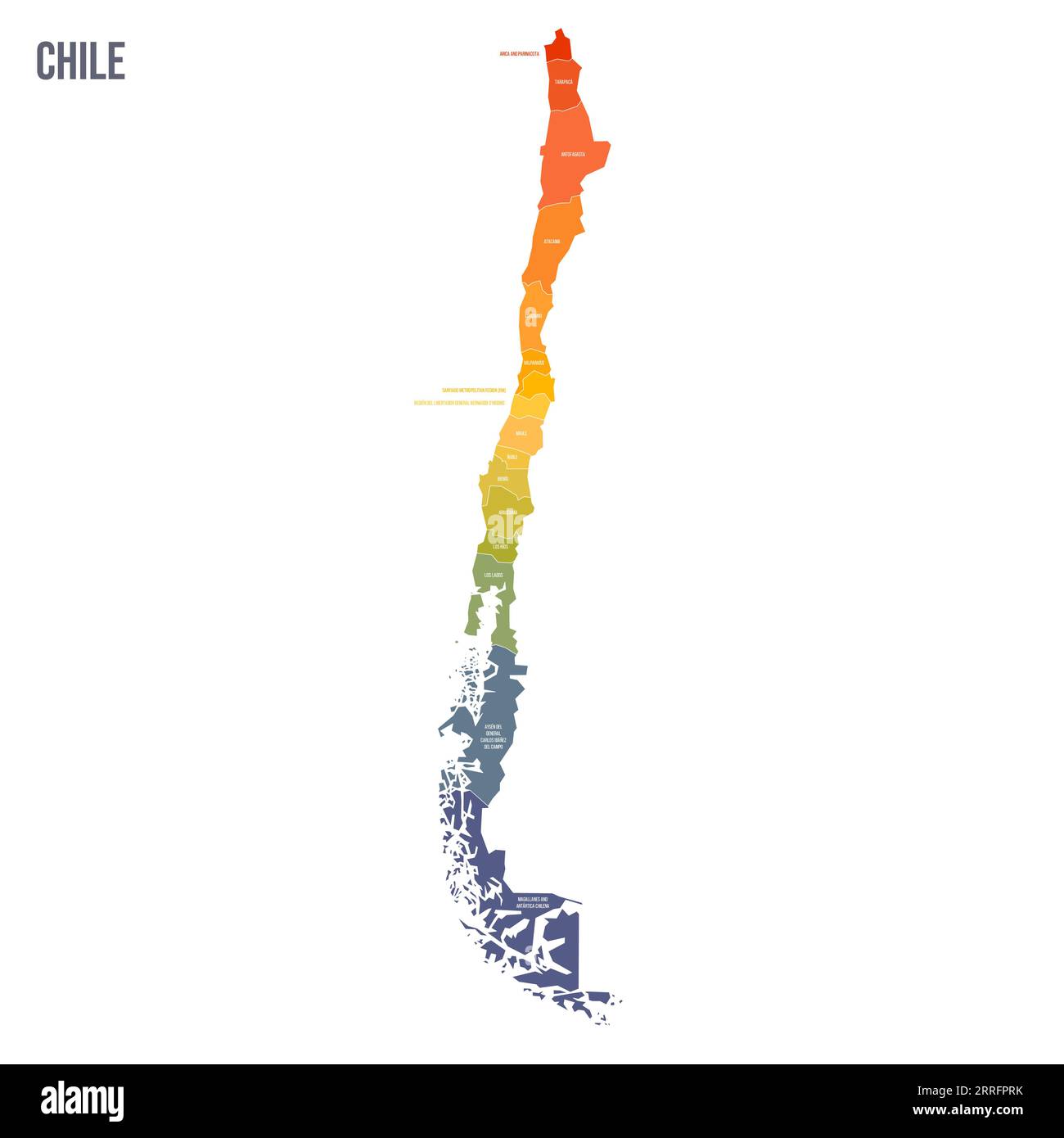 Chile Political Map Of Administrative Divisions Regions Colorful