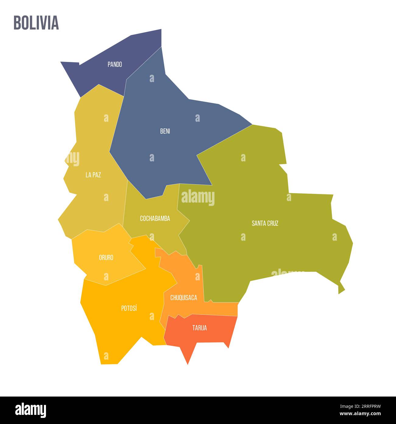 Bolivia political map of administrative divisions - departments ...