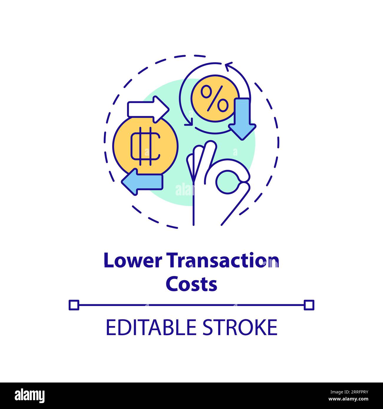 2D customizable lower transaction costs line icon concept Stock Vector ...