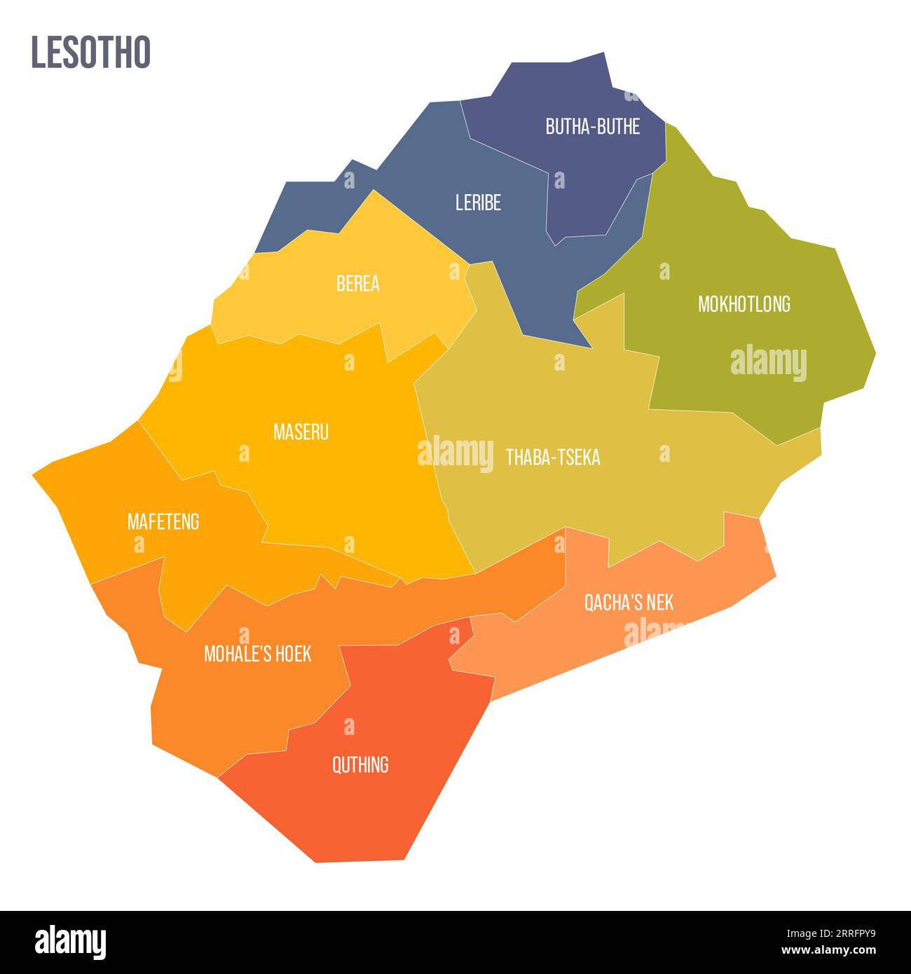 Lesotho Political Map Of Administrative Divisions Districts Colorful
