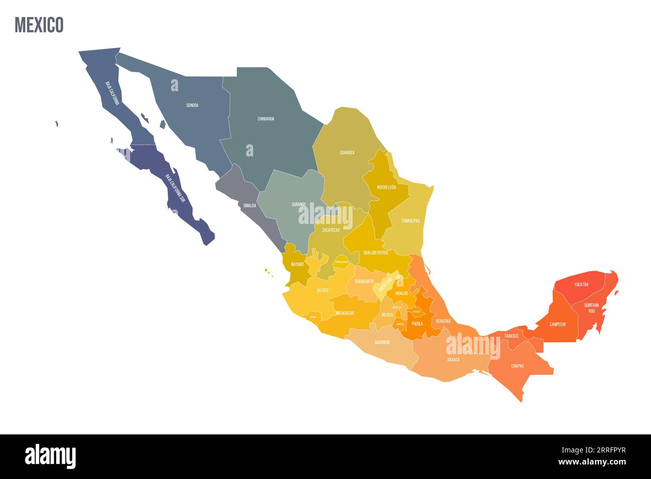 Mexico political map of administrative divisions - states and Mexico ...