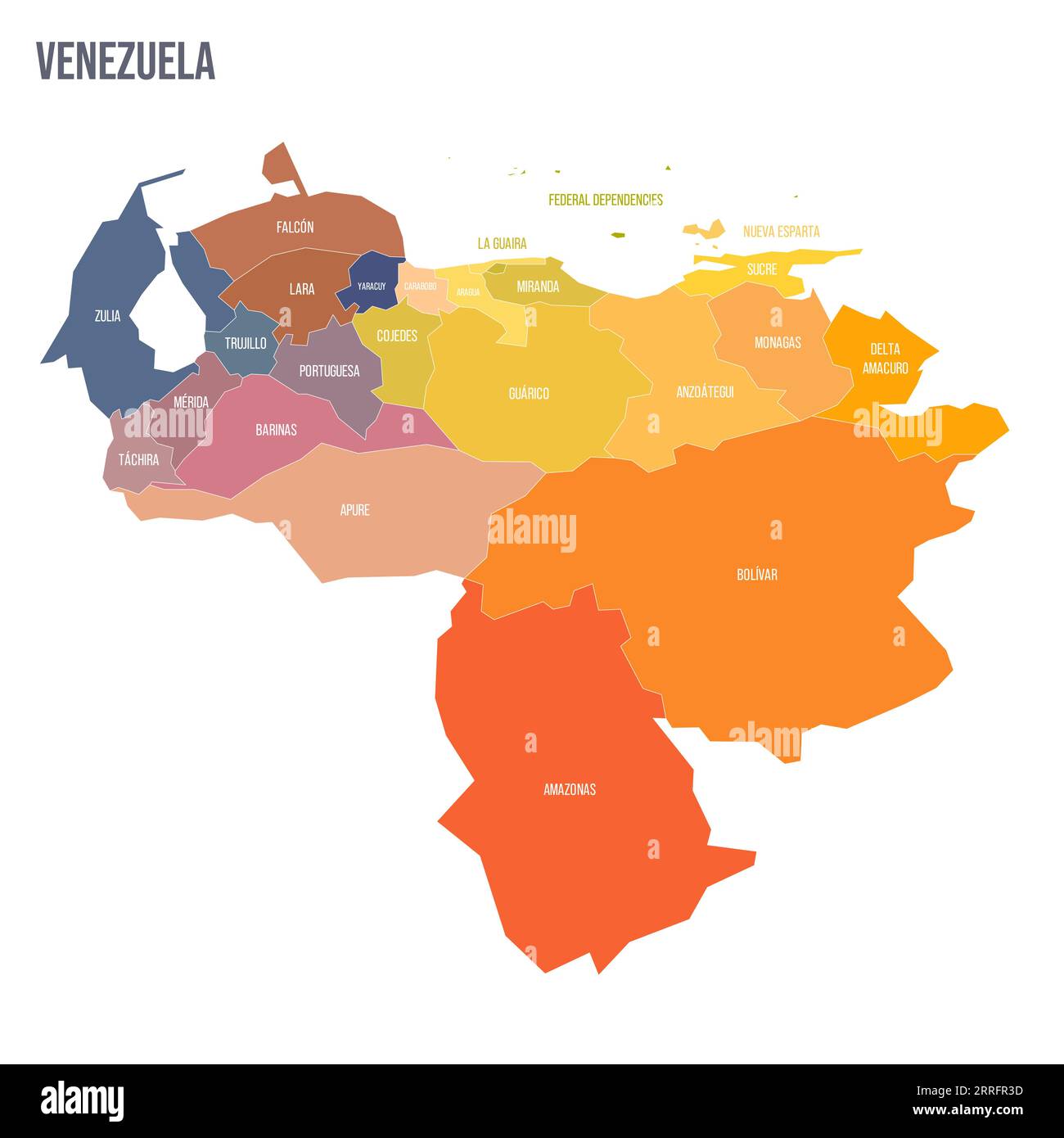 Venezuela political map of administrative divisions - states, capital ...
