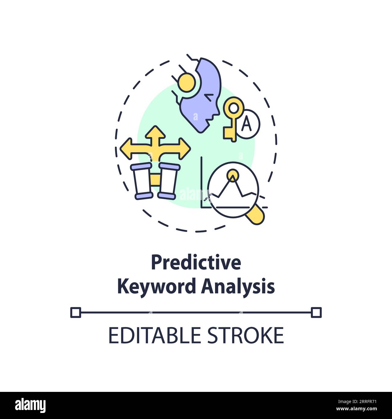 2D customizable predictive keyword analysis icon concept Stock Vector ...