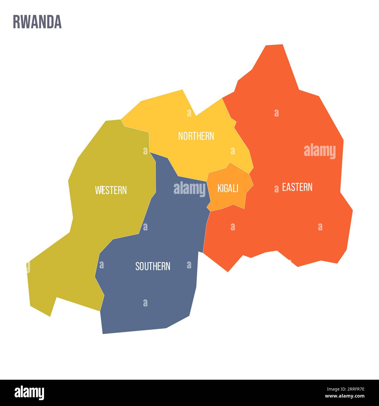 Rwanda political map of administrative divisions - provinces. Colorful spectrum political map ...