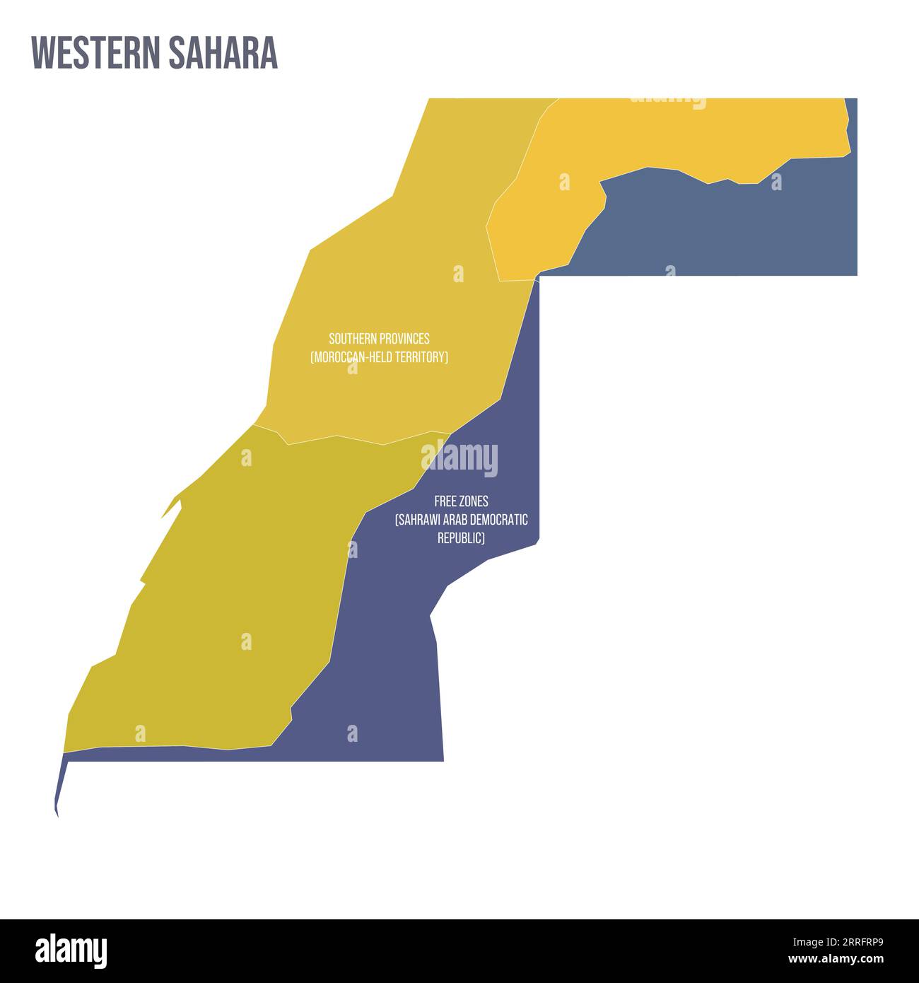 Western map of land divided between Morocco and Sahrawi Arab Democratic ...