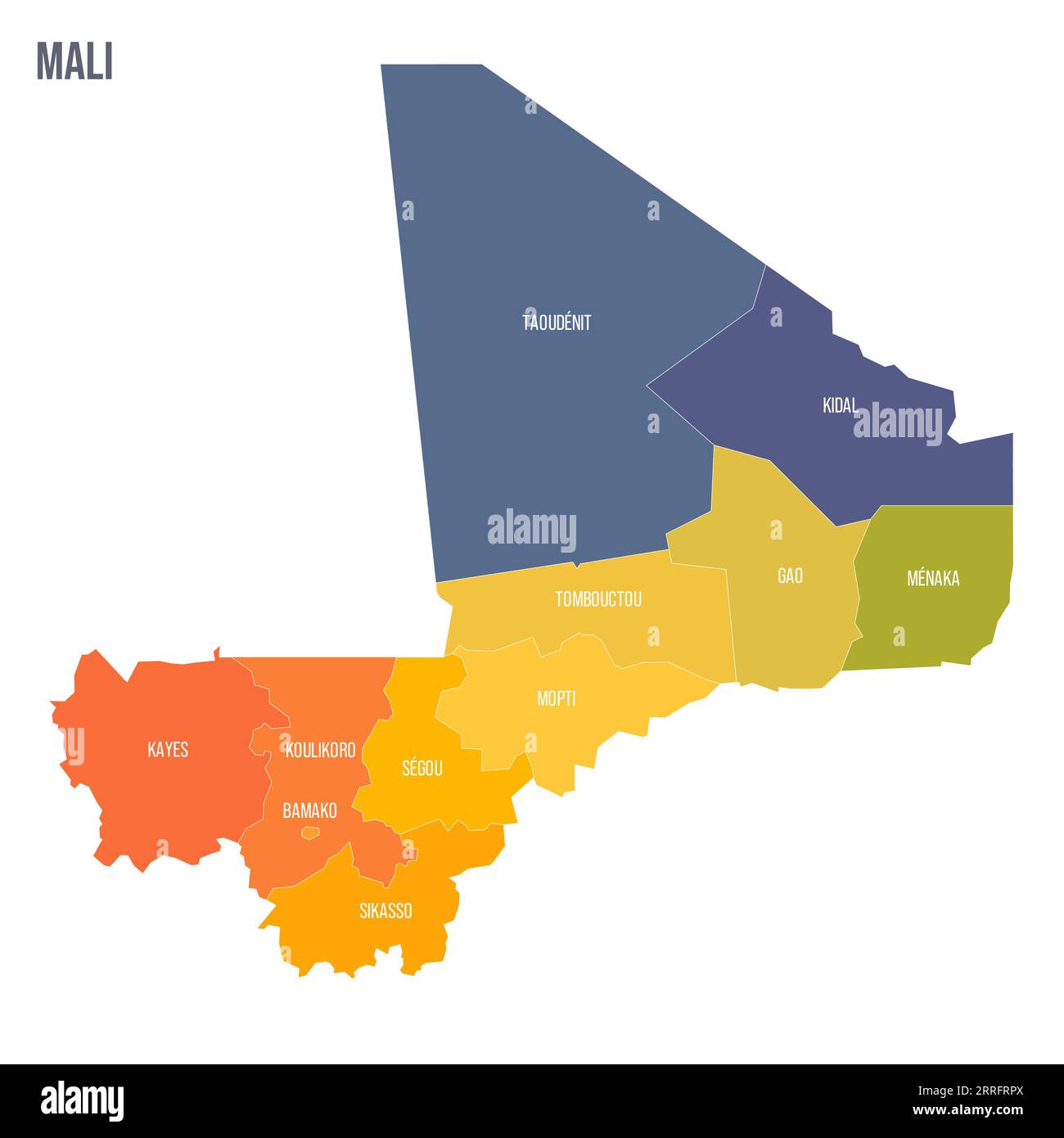 Mali political map of administrative divisions - regions and capital ...