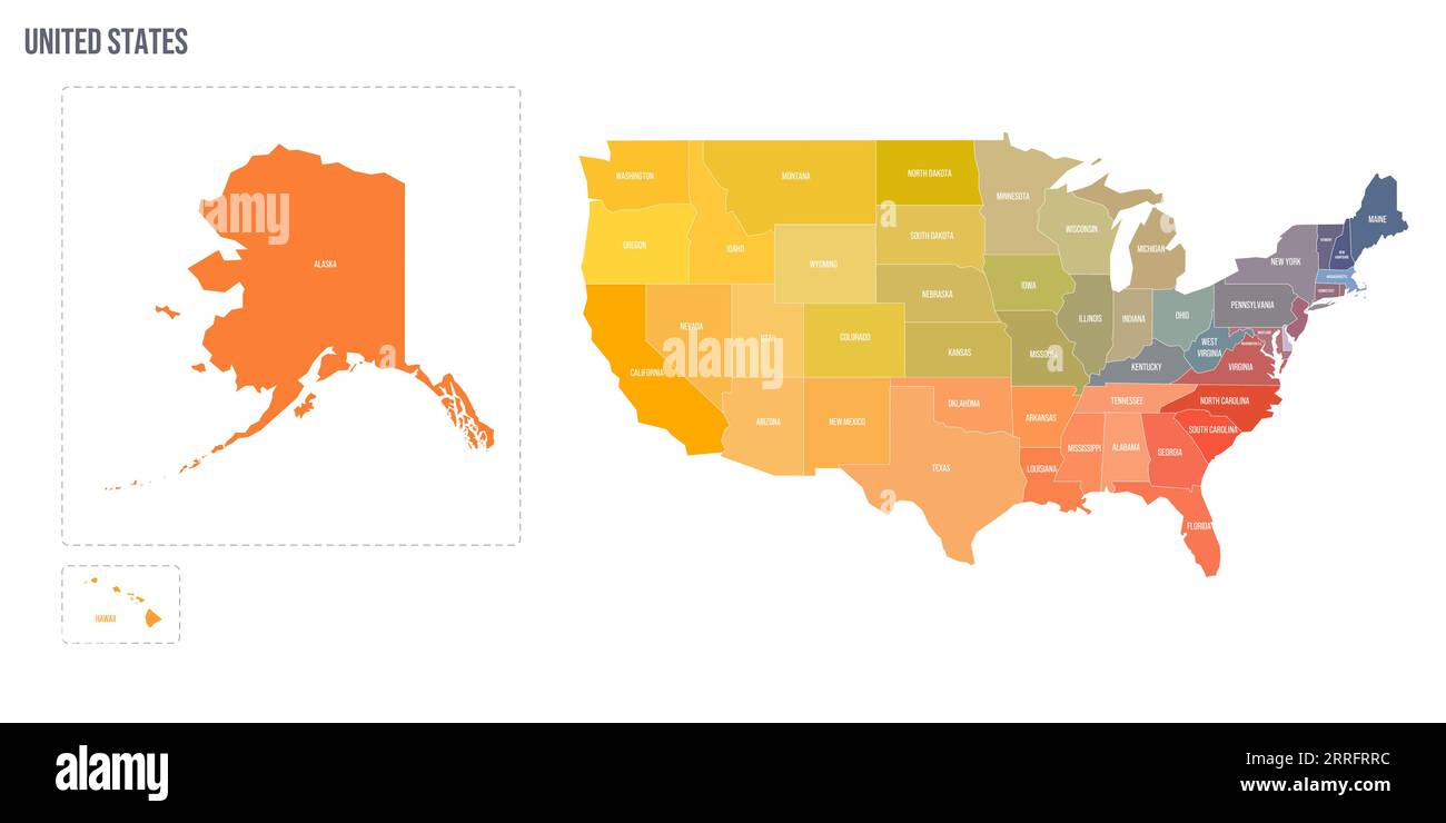 United States of America political map of administrative divisions ...