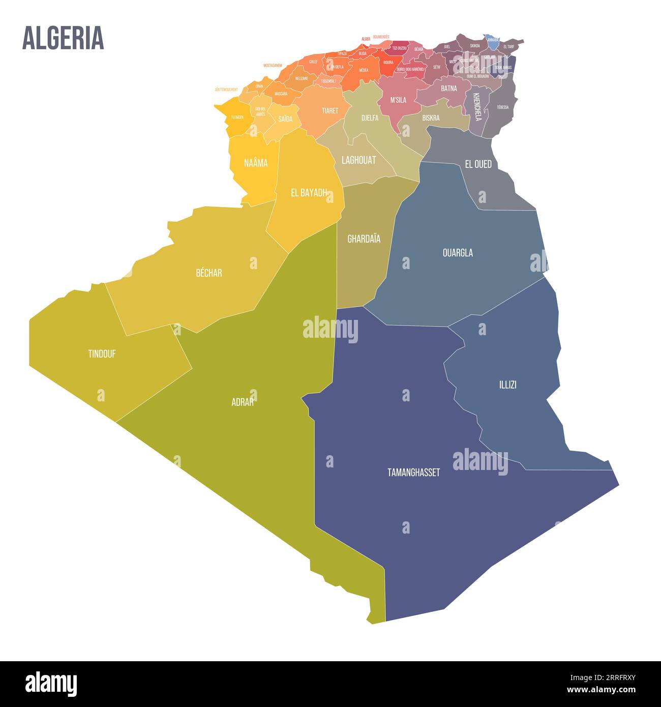 Algeria political map of administrative divisions - provinces. Colorful ...