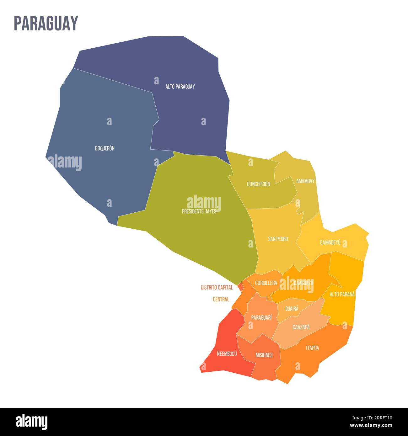 Paraguay political map of administrative divisions - departments and ...
