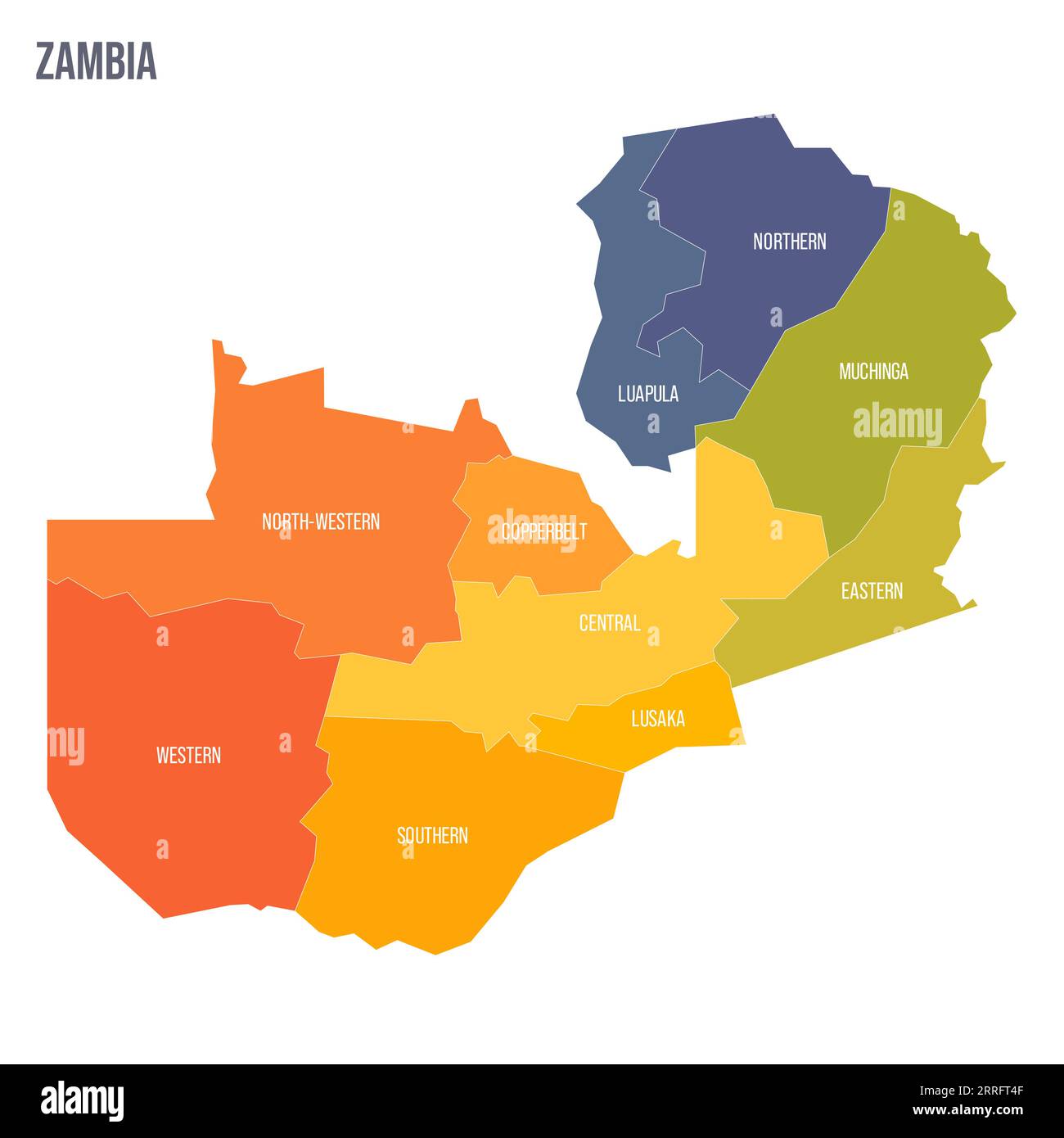 Zambia political map of administrative divisions - provinces. Colorful ...