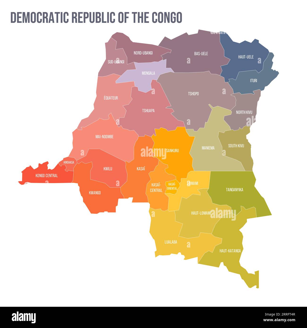 Democratic Republic of the Congo political map of administrative ...