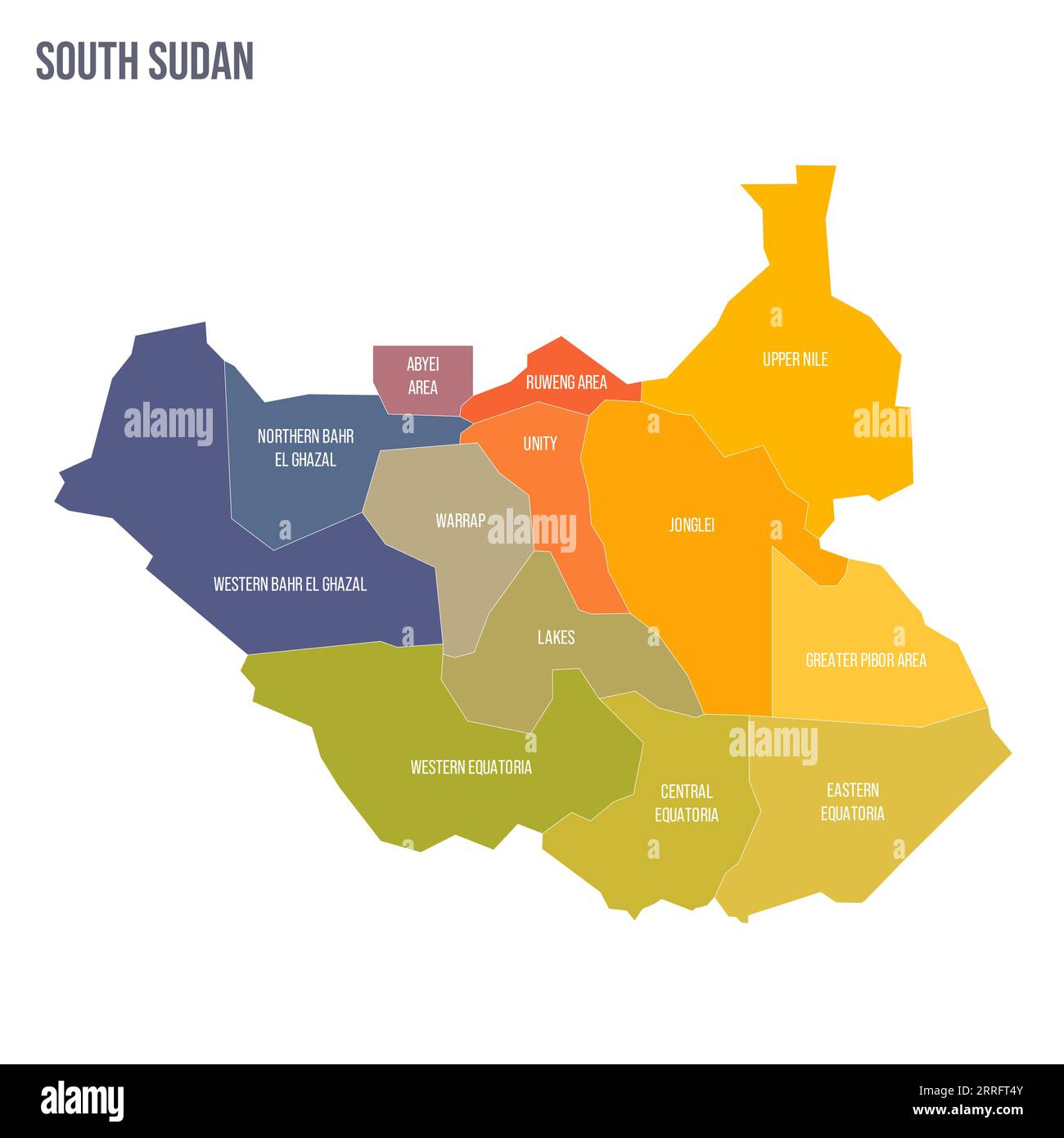 South Sudan political map of administrative divisions - states ...