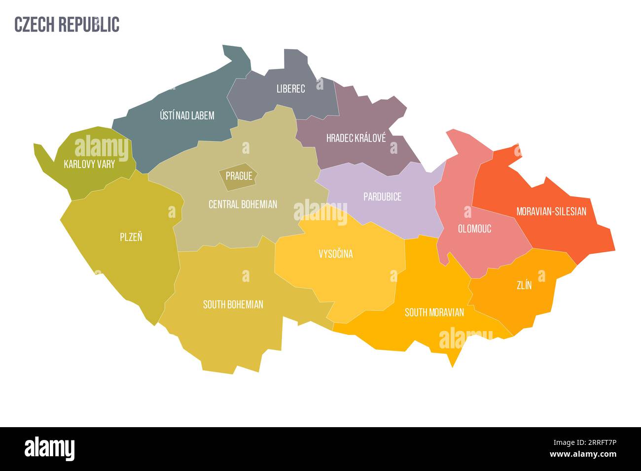 Czech Republic political map of administrative divisions - regions ...