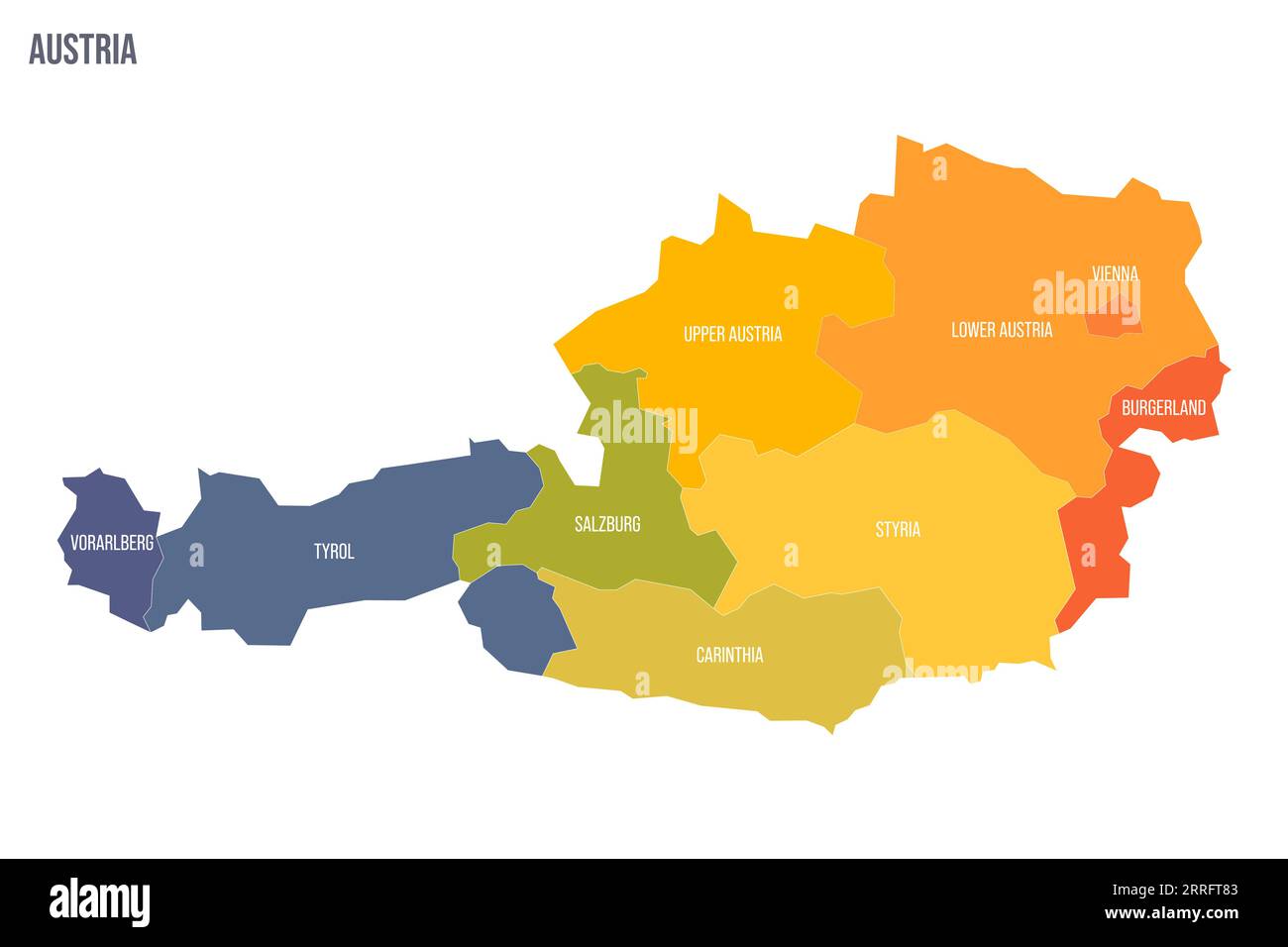 Austria political map of administrative divisions - federal states ...