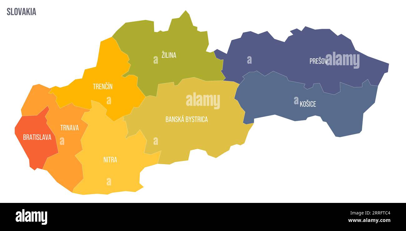 Slovakia political map of administrative divisions - regions. Colorful ...