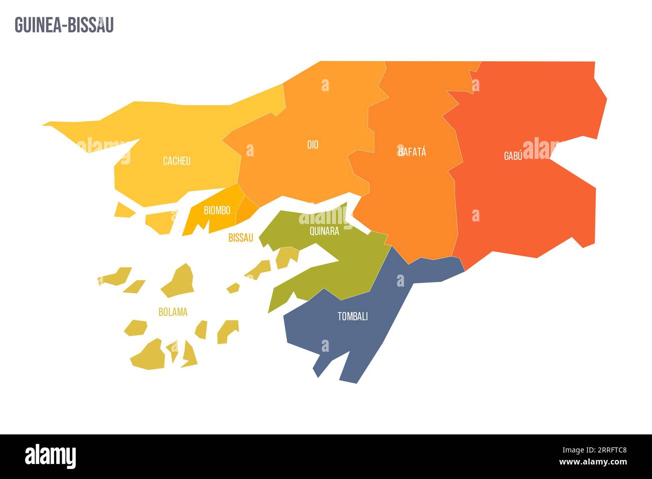 Guinea-Bissau political map of administrative divisions - regions and autonomous sector of ...