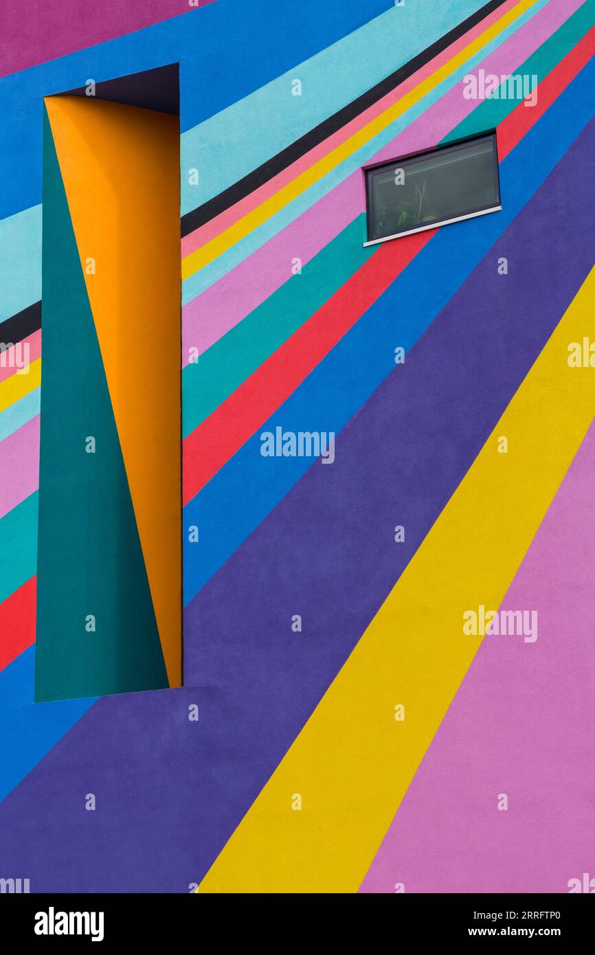 The Towner Art Gallery with colourful Dance Diagonal artwork by German artist Lothar Götz at ...