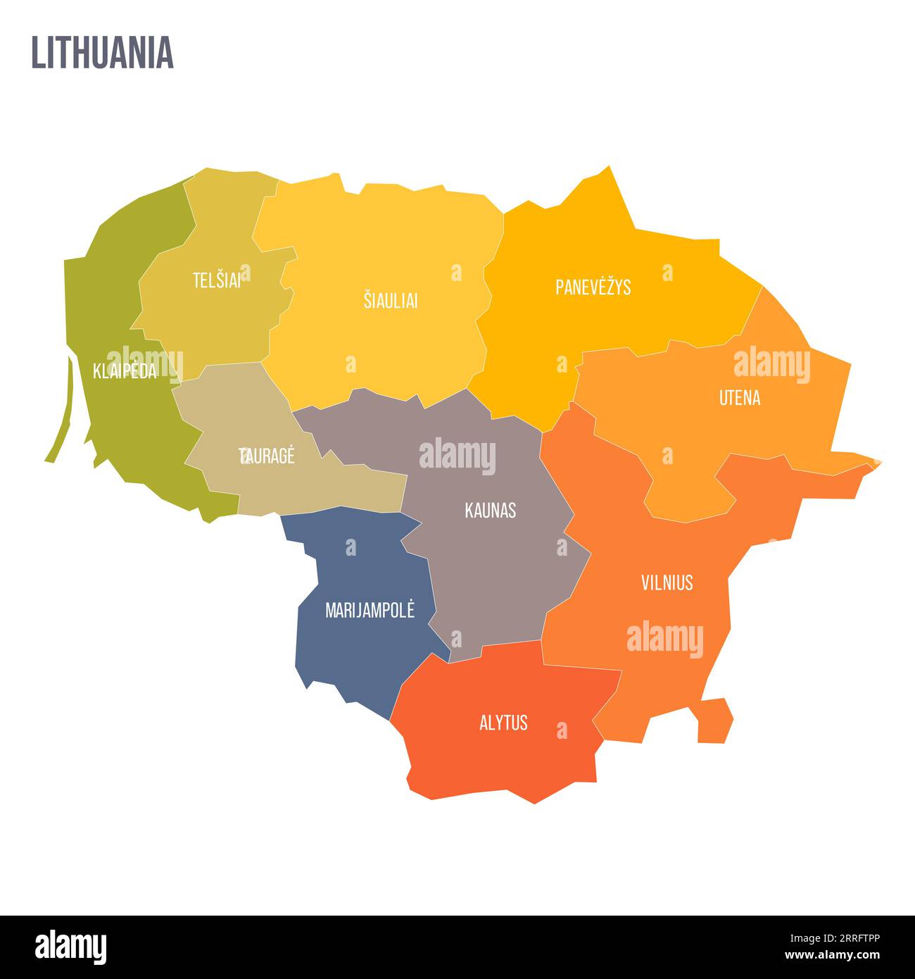 Lithuania political map of administrative divisions - counties ...