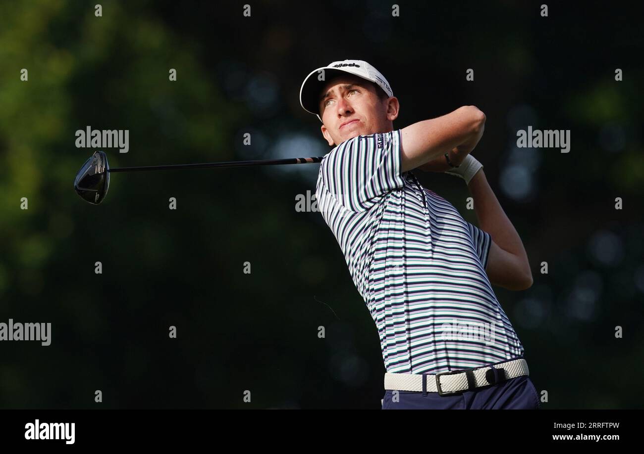 Tom McKibbin tees off the 13th during day two of the 2023 Horizon Irish ...