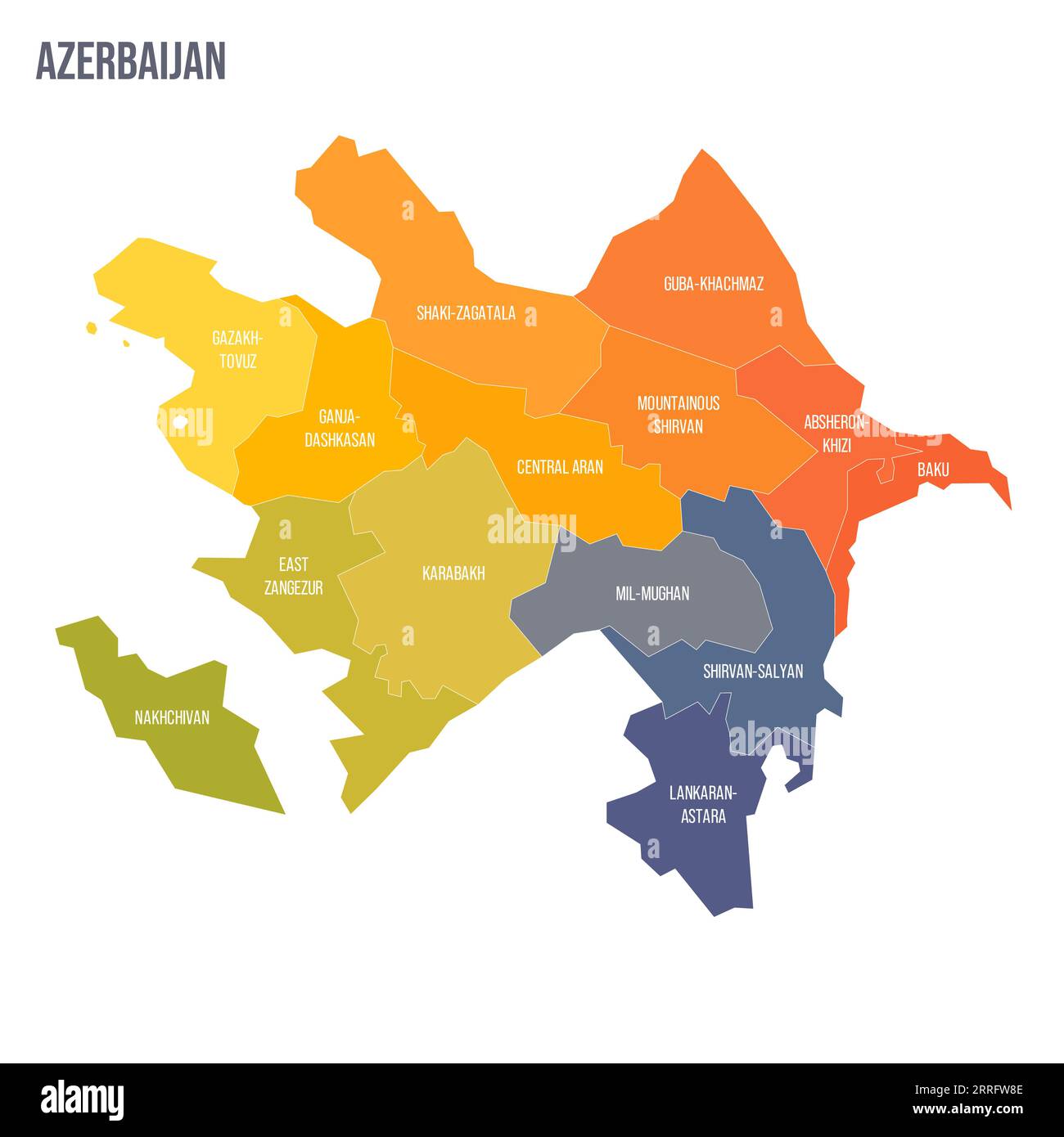 Azerbaijan political map of administrative divisions - districts, cities and autonomous republic ...