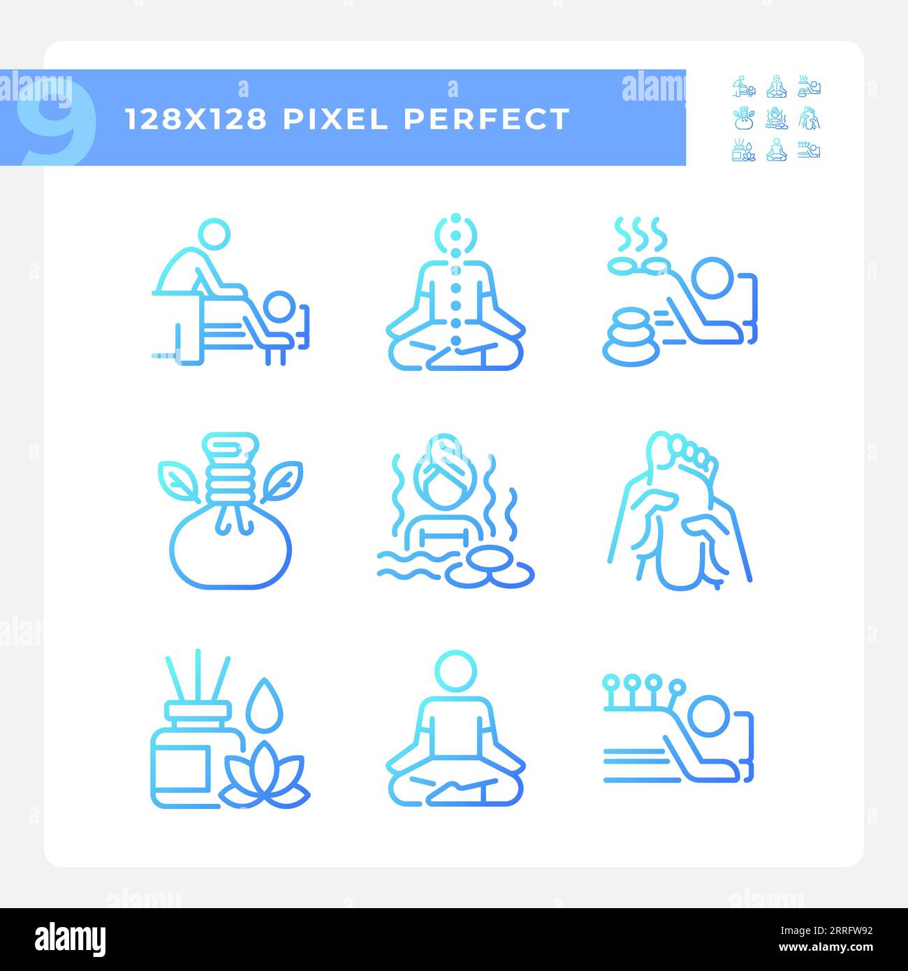 2D blue gradient meditation icons set Stock Vector Image & Art - Alamy