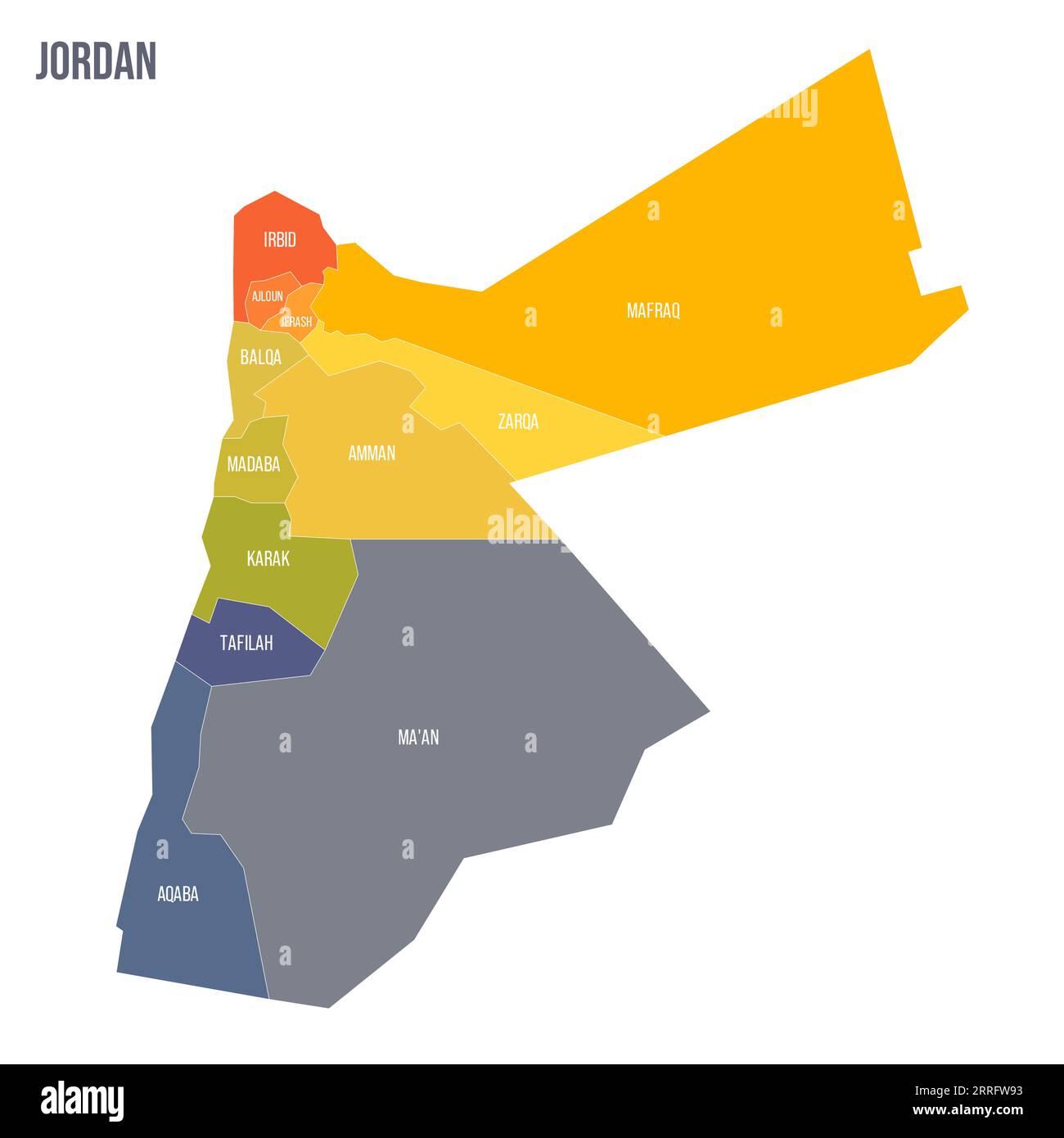 Jordan political map of administrative divisions - governorates ...