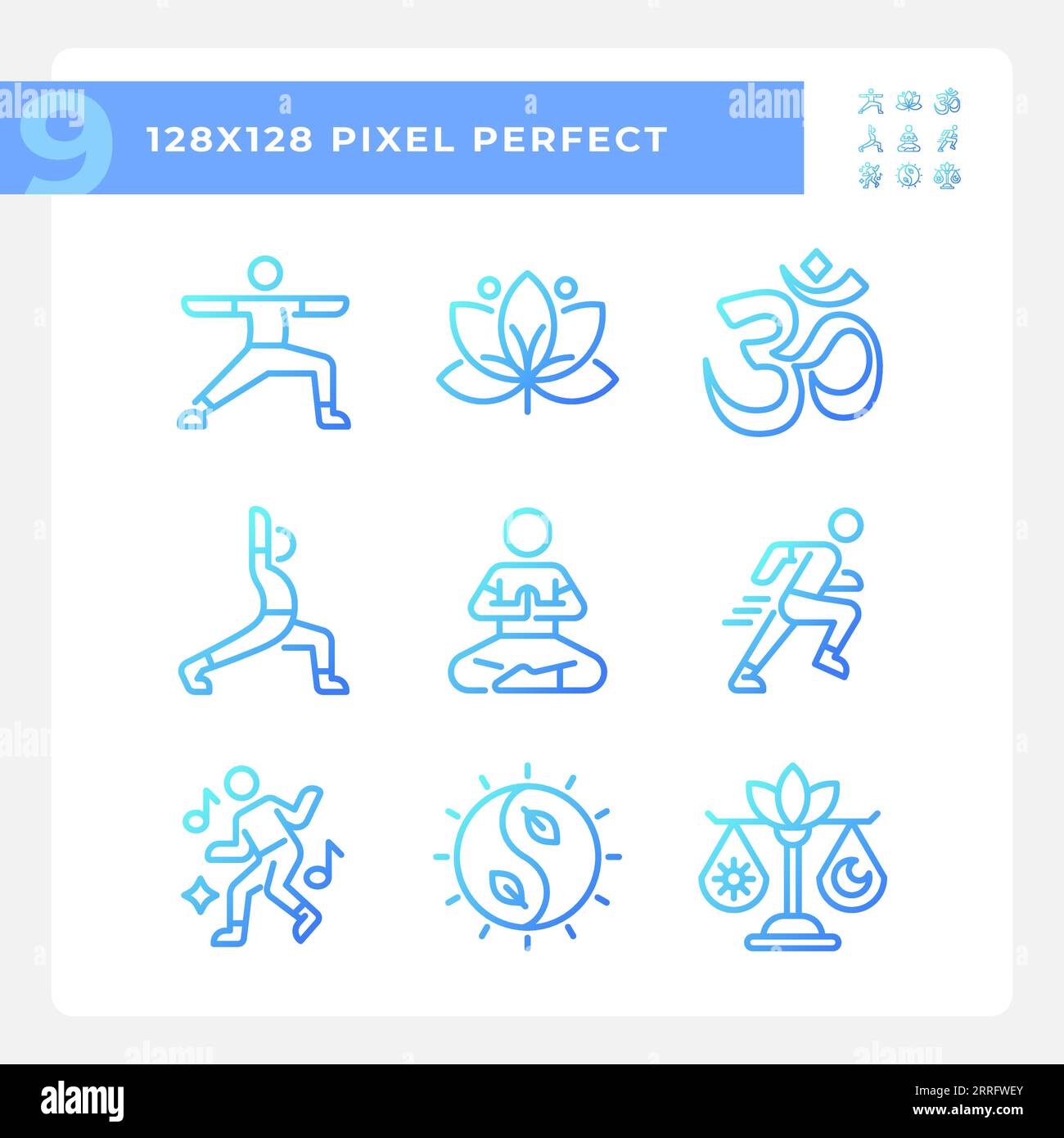 2D pixel perfect gradient meditation icons Stock Vector Image & Art - Alamy