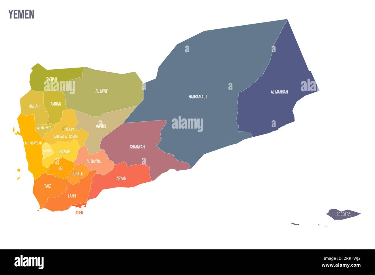 Yemen political map of administrative divisions - governorates and ...