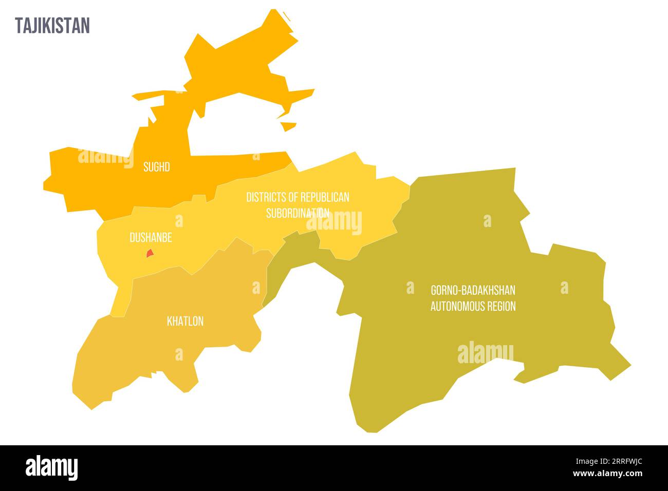Tajikistan political map of administrative divisions - regions ...