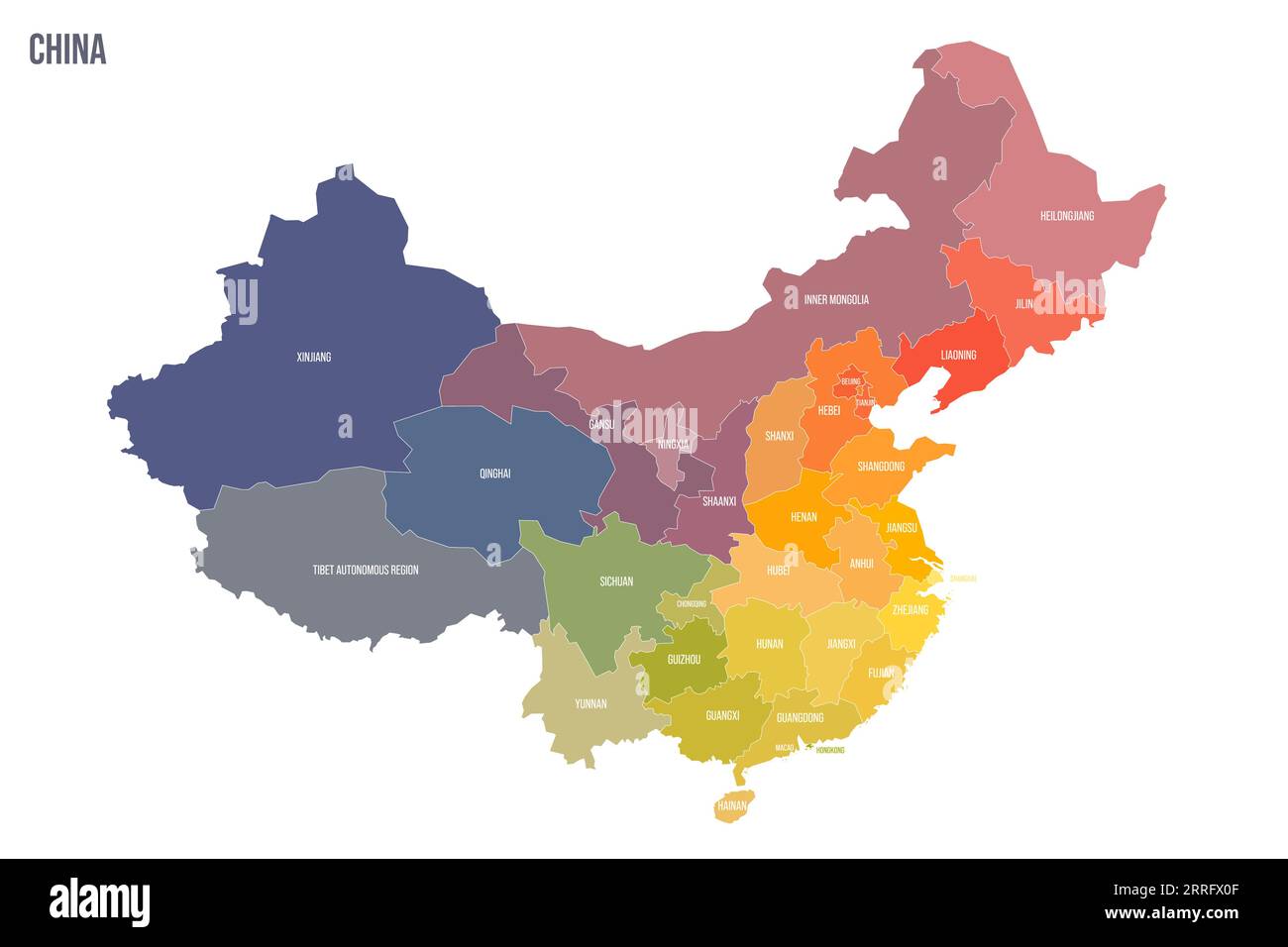 China political map of administrative divisions - provinces, autonomous ...