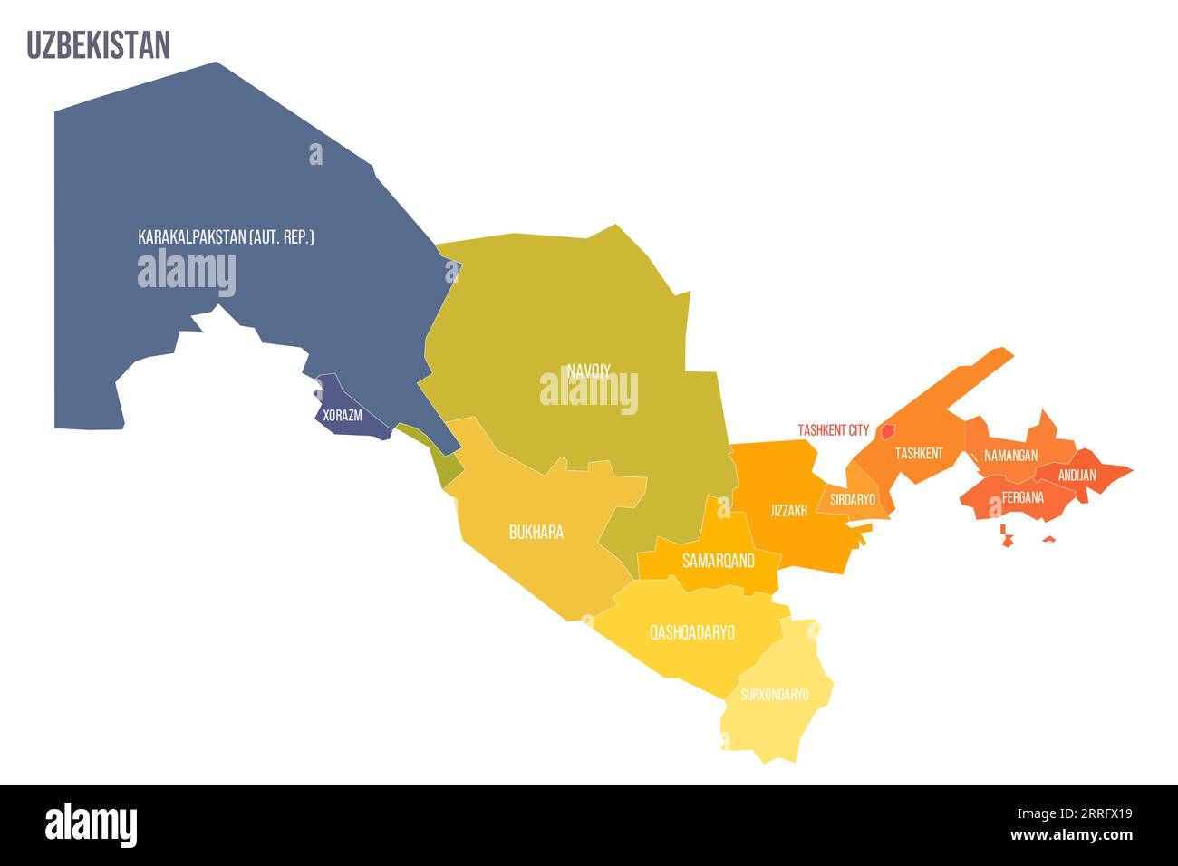 Uzbekistan political map of administrative divisions - regions ...