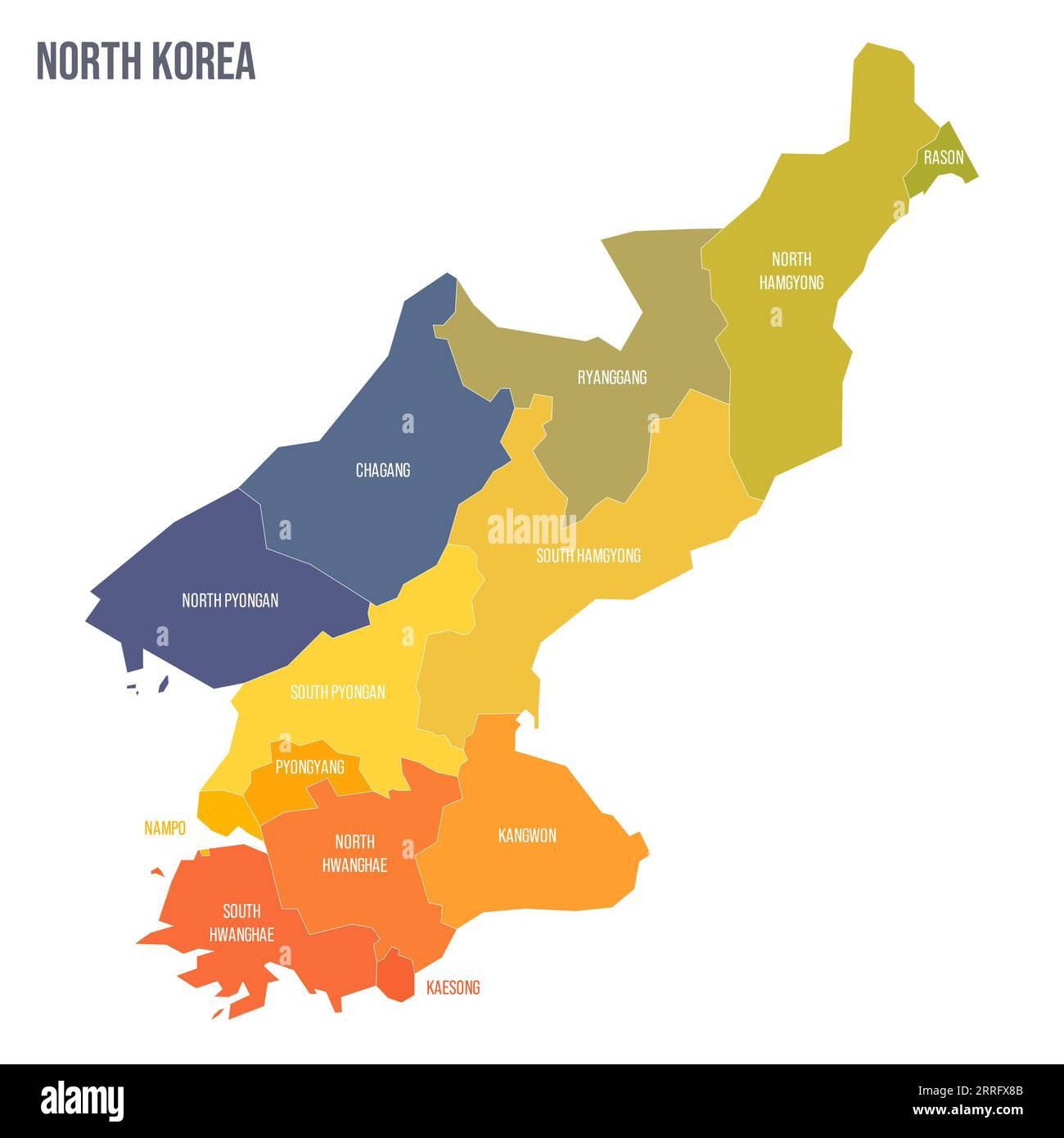 North Korea political map of administrative divisions - provinces ...