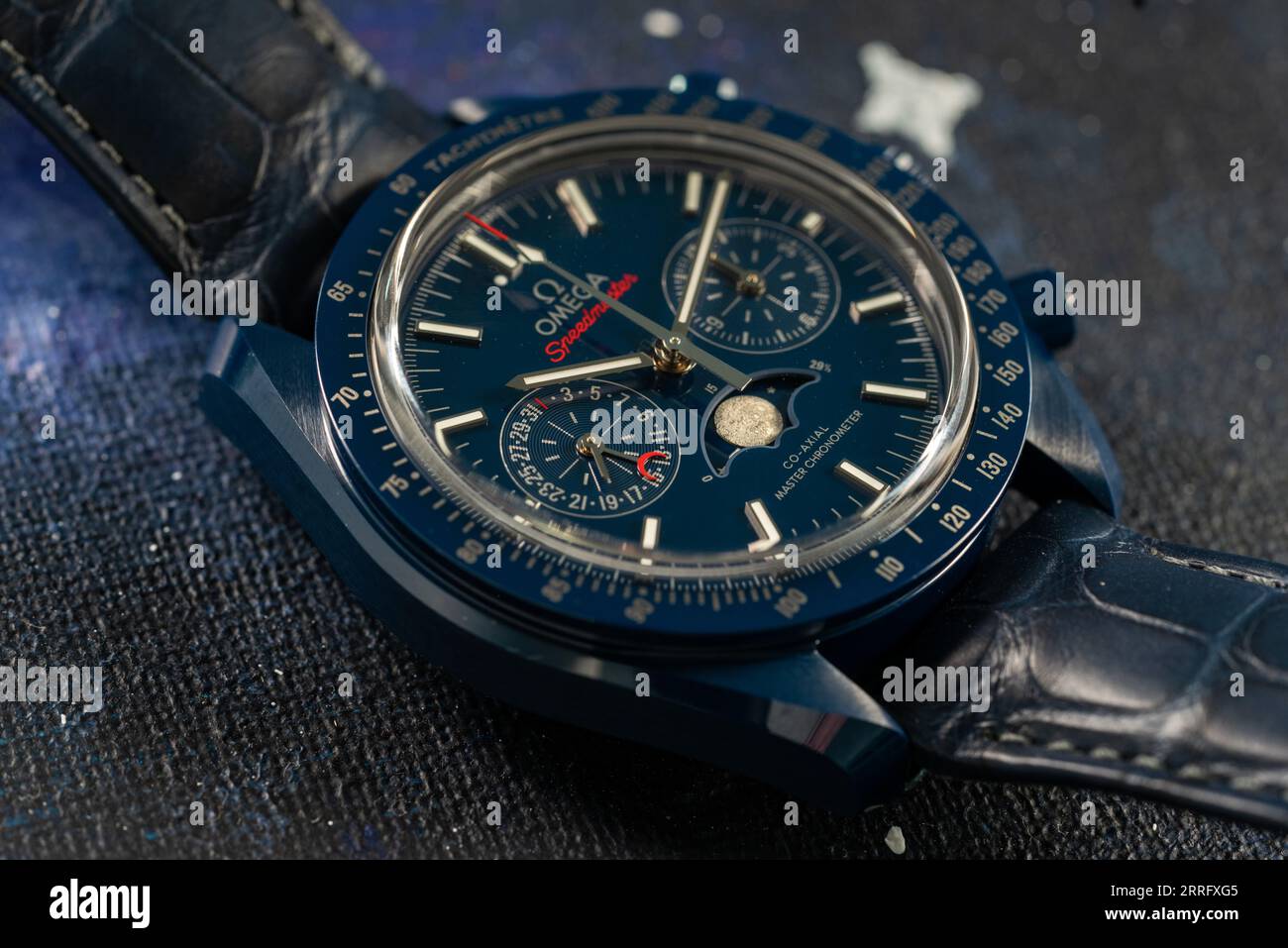 Omega Speedmaster Chronograph with moon phase Stock Photo - Alamy
