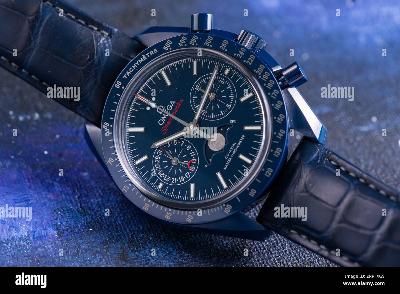 Omega Speedmaster Chronograph with moon phase Stock Photo - Alamy