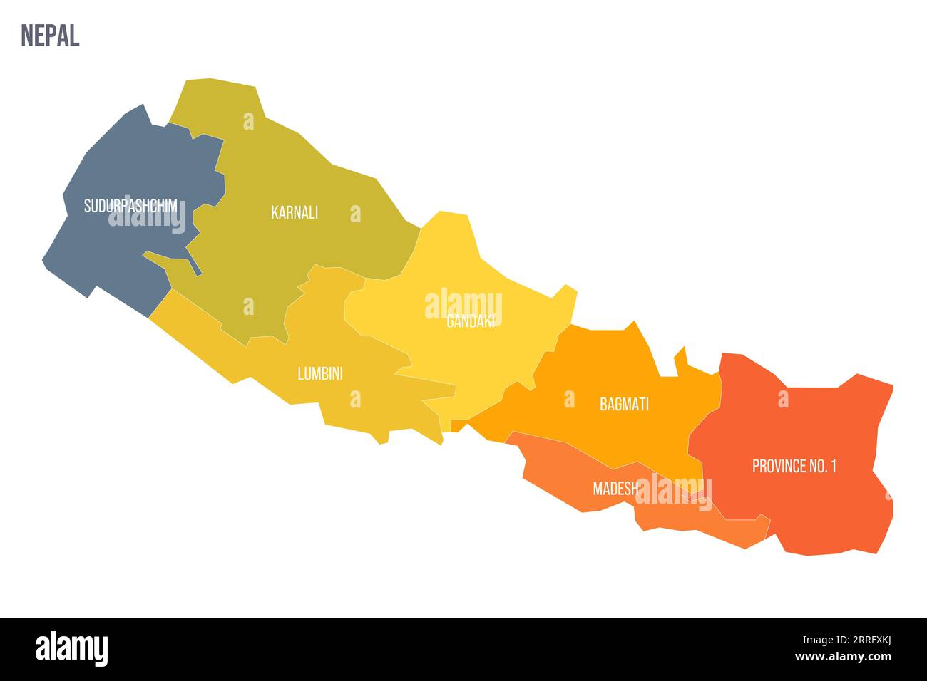 Nepal political map of administrative divisions - provinces. Colorful ...