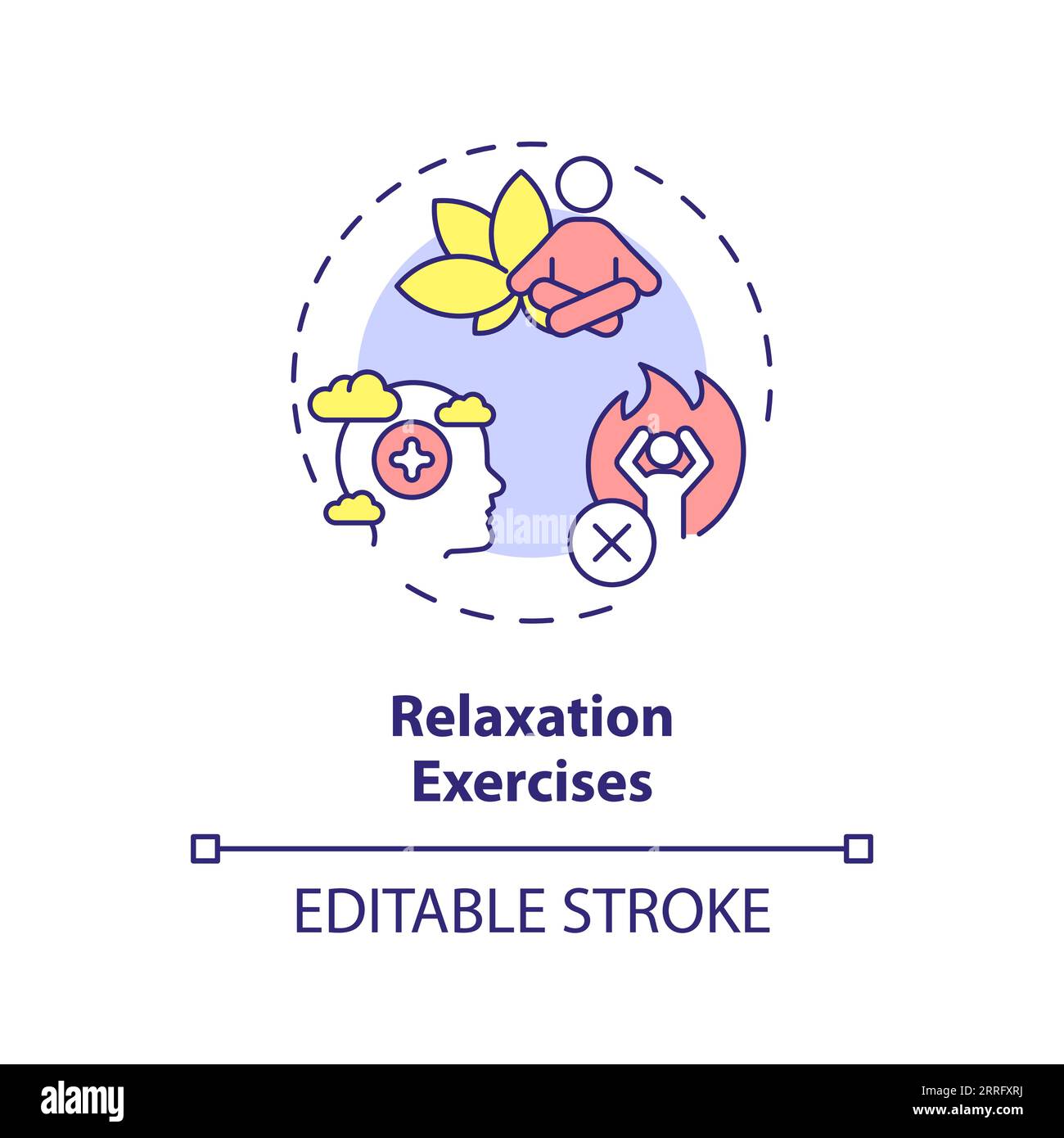 2D customizable relaxation exercises line icon concept Stock Vector ...